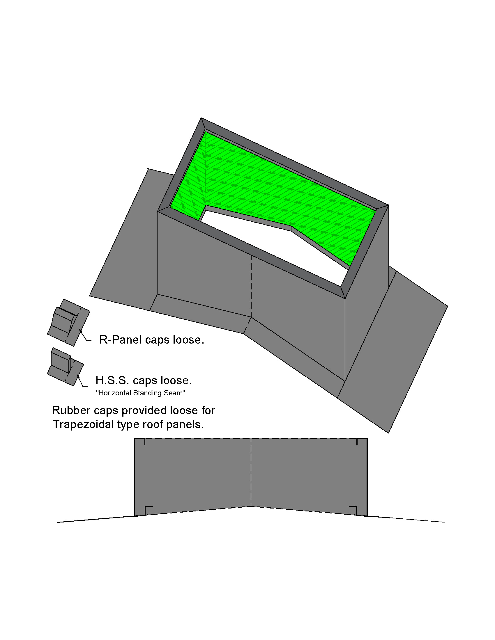 Double Pitched Metal Building Curb w-Loose Caps (Peak mounted ...