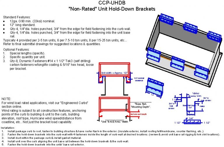 Non-Rated Unit Hold-Down Brackets - Complete Curbs