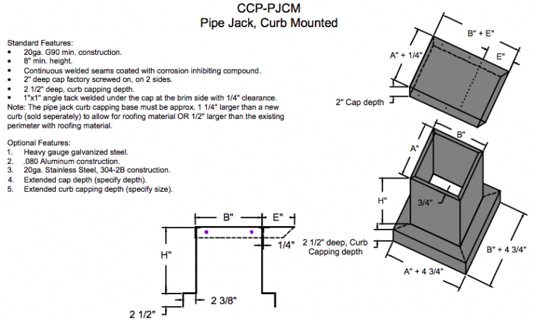 Pipe Jack Curb Mounted - Complete Curbs